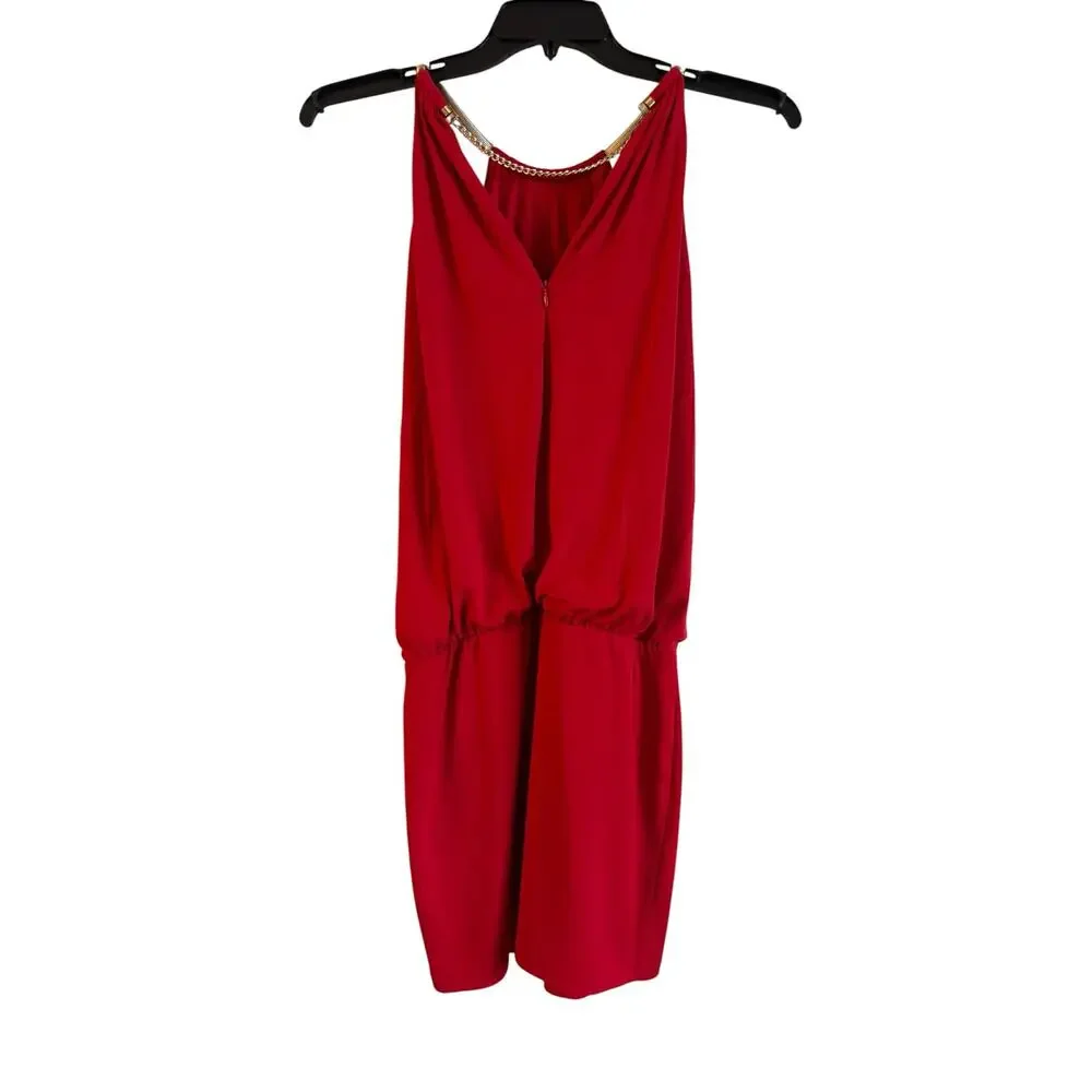 Jessica Simpson | Dresses | Jessica Simpson Red Halter Gold Collar ...